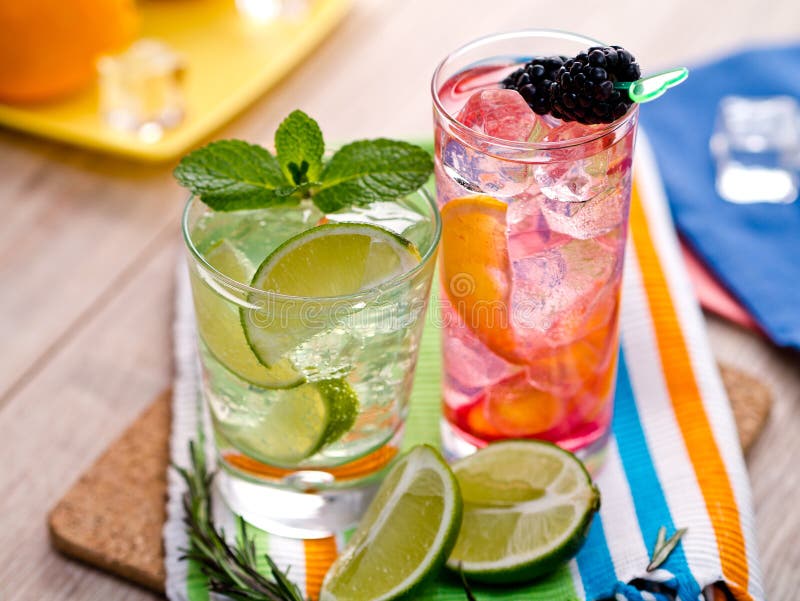 Two cocktails stock photo. Image of sweet, mint, pink - 37998584