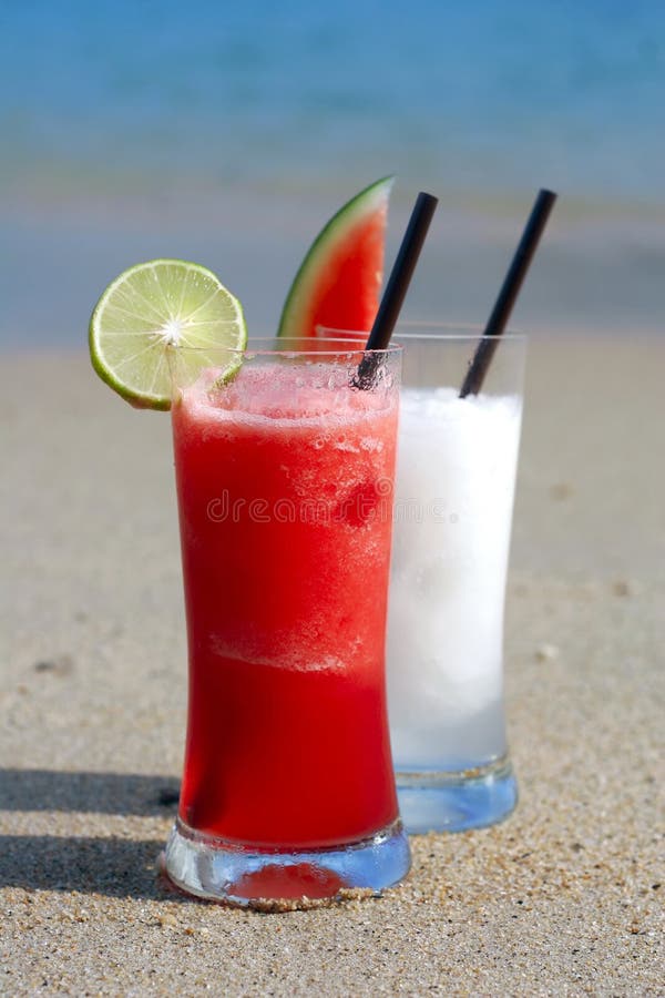 Two Cocktails on the Beach stock image. Image of glass - 17604547