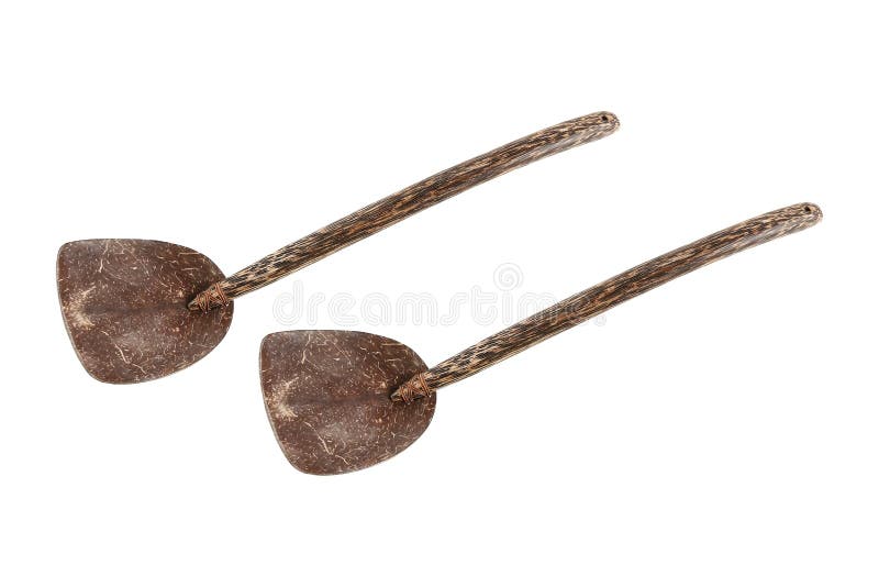 Two Coconut Shell Ladles Isolated on White Stock Image - Image of ...