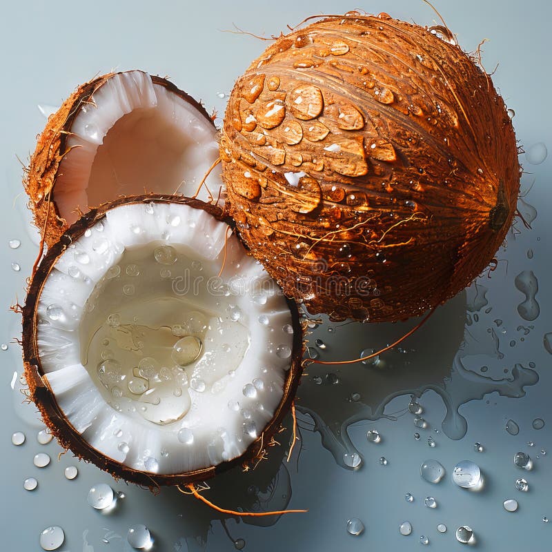 Two Coconuts with Water Droplets on Them Stock Image - Image of coconut ...