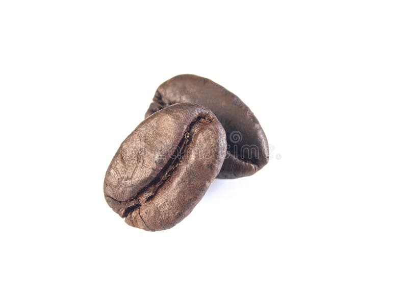 Two Coffee Beans are Stacked Isolated on White Background Stock Photo ...