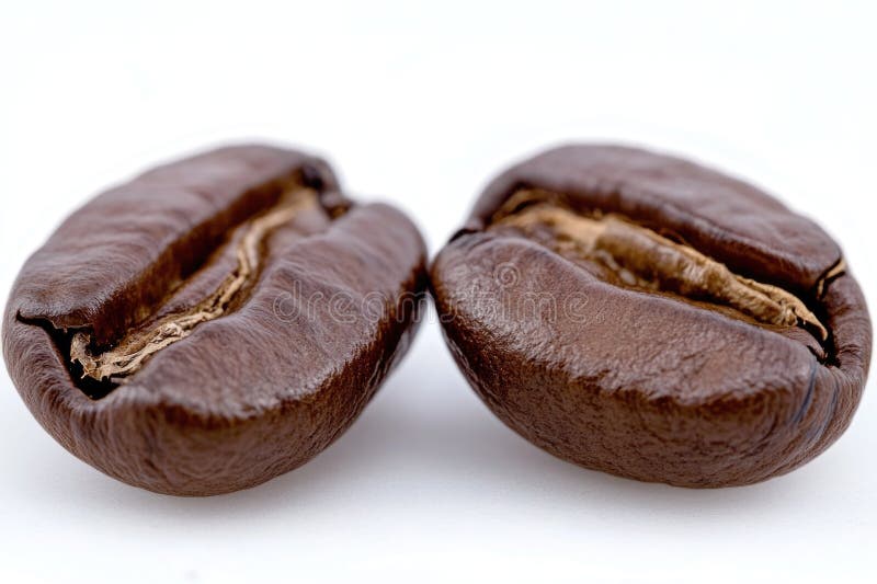 Two Coffee Beans on a White Surface, Ideal for Branding or Product ...