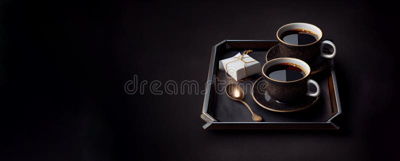 Two Coffee Cups, Coffee Break, Panoramic Layout. Stock Illustration ...