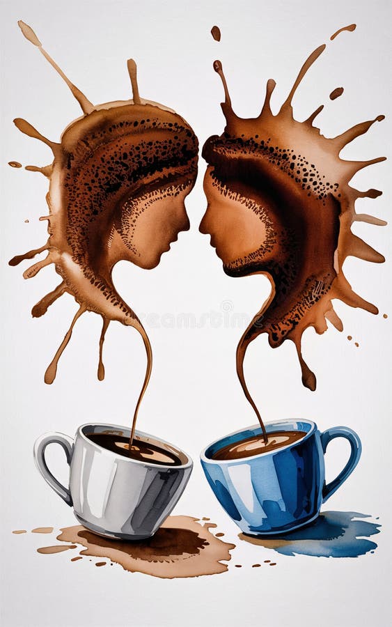 Artistic Coffee Splash Forming Face Profiles Against a Dark Background ...