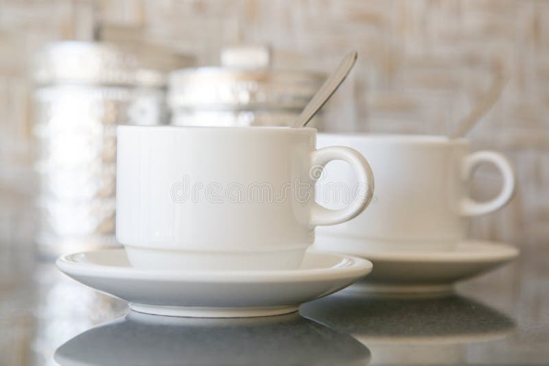 Two Coffee Cups on the Table Stock Photo - Image of white, morning ...
