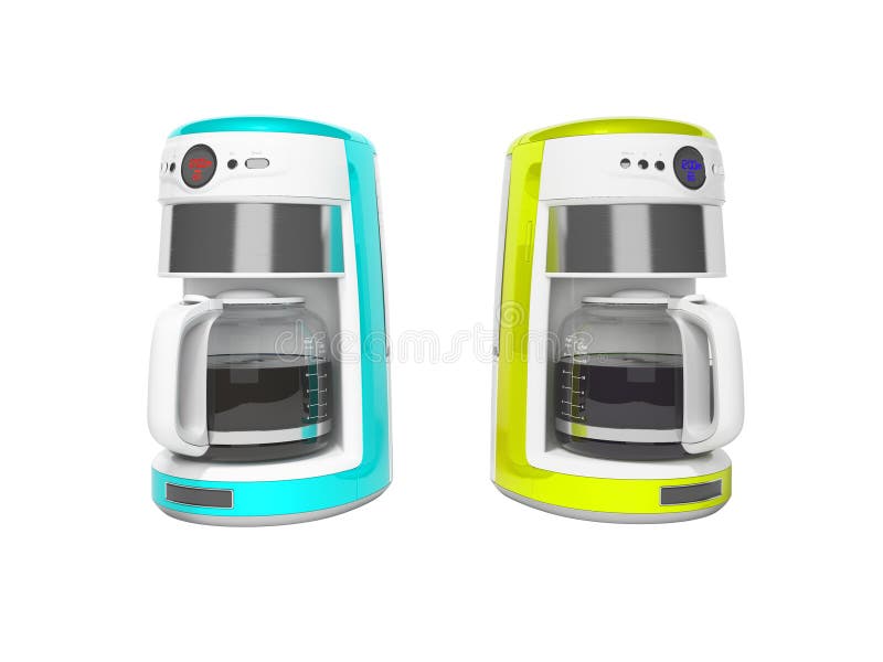 Two Coffee Machines for Brewing Coffee Front View 3D Render on White ...