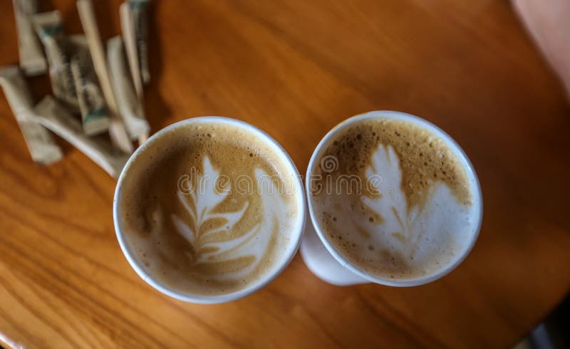 Two coffees. stock image. Image of second, espresso, milk - 61192267