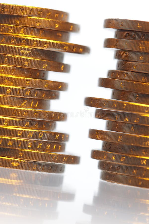 Two coin stacks stock photo. Image of blur, banking, investment - 12099132
