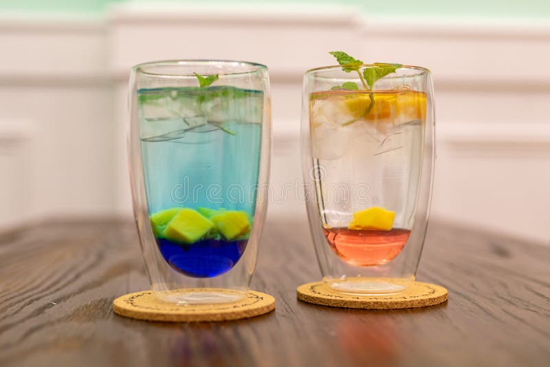 Two Cold Summer Drinks, One Red and One Blue Stock Photo - Image of ...