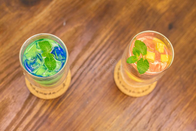 Two Cold Summer Drinks, One Red and One Blue Stock Photo - Image of ...