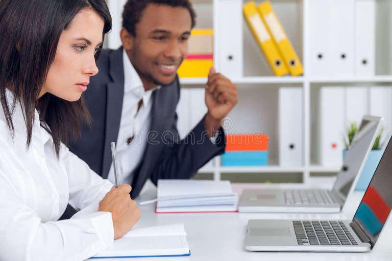 Two Colleagues Collaborating Stock Photo - Image of smart, occupation ...
