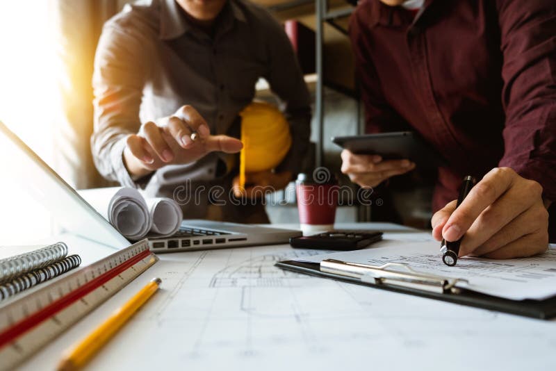 Creative Architect Projecting on the Big Drawings Stock Image - Image ...