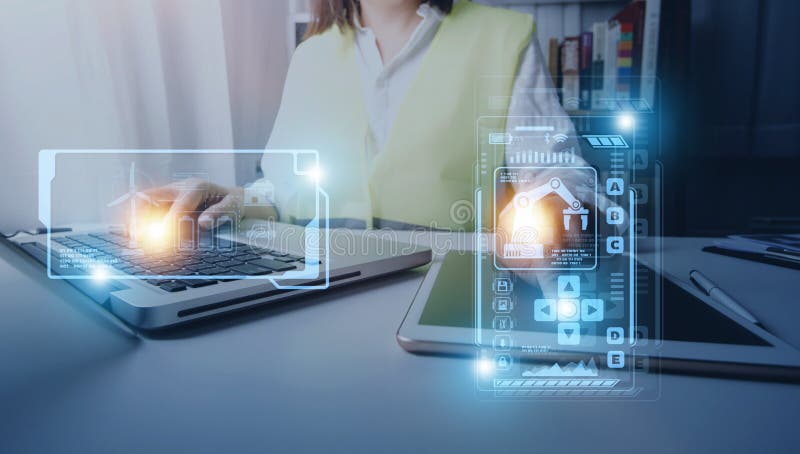 Two Colleagues Discussing Data Working and Tablet, Laptop with on on ...