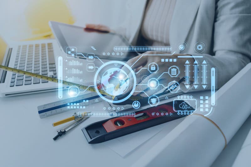 Two Colleagues Discussing Data Working and Tablet, Laptop with on on ...