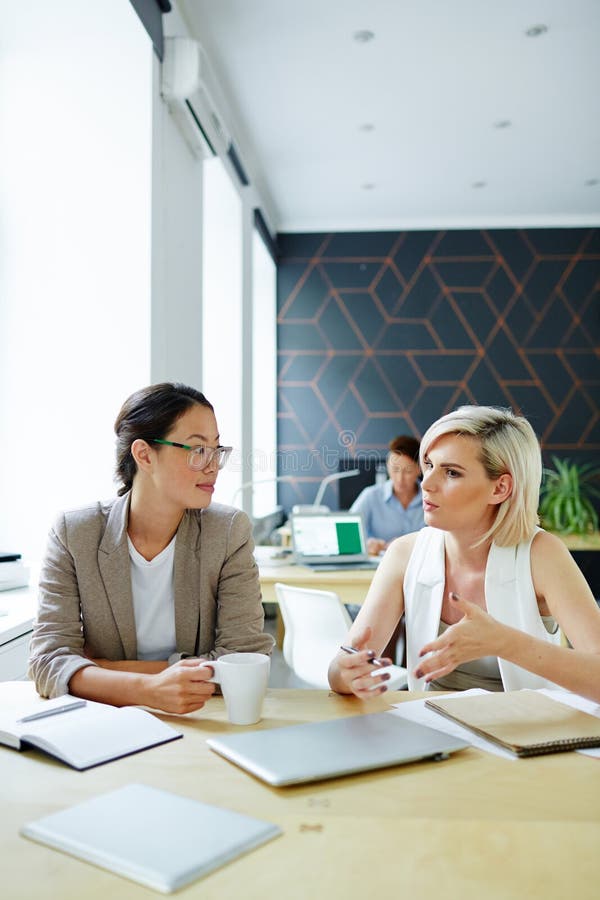 Conversation at break stock image. Image of applicant - 103580129