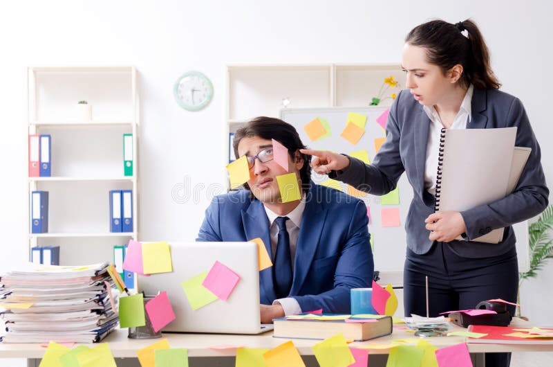 The Two Colleagues Employees Working in the Office Stock Photo - Image ...