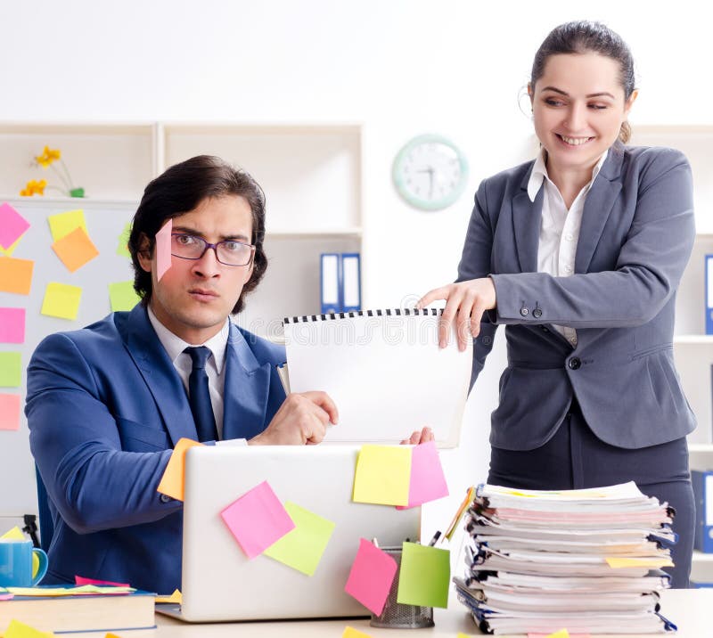 Two Colleagues Employees Working in the Office Stock Image - Image of ...