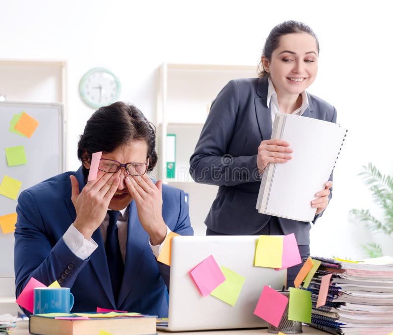 Two Colleagues Employees Working in the Office Stock Photo - Image of ...
