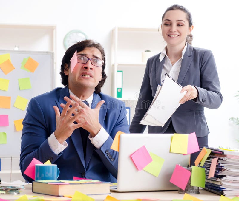 Two Colleagues Employees Working in the Office Stock Image - Image of ...