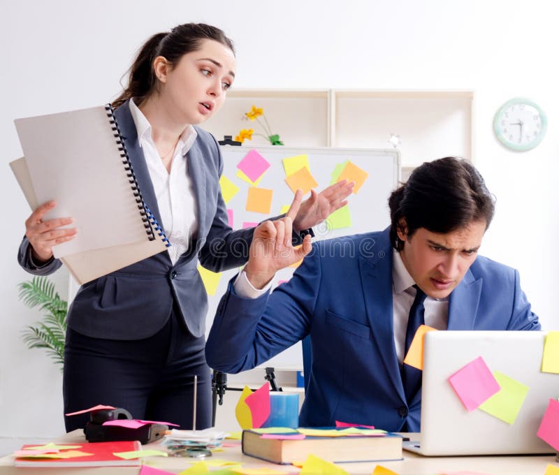 Two Colleagues Employees Working in the Office Stock Image - Image of ...