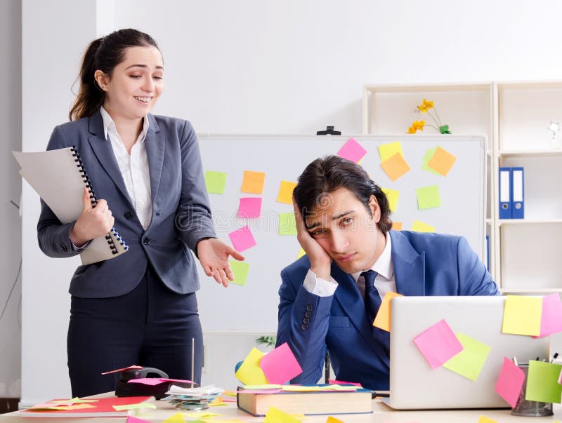 Two Colleagues Employees Working in the Office Stock Image - Image of ...