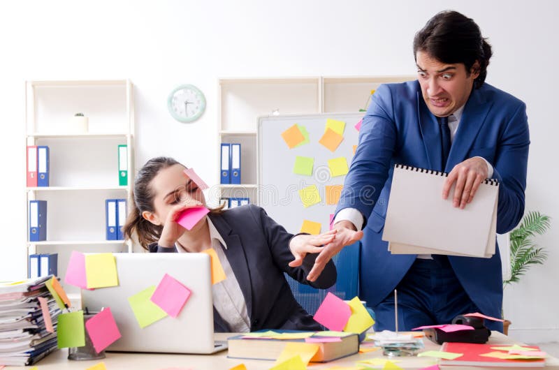 The Two Colleagues Employees Working in the Office Stock Image - Image ...