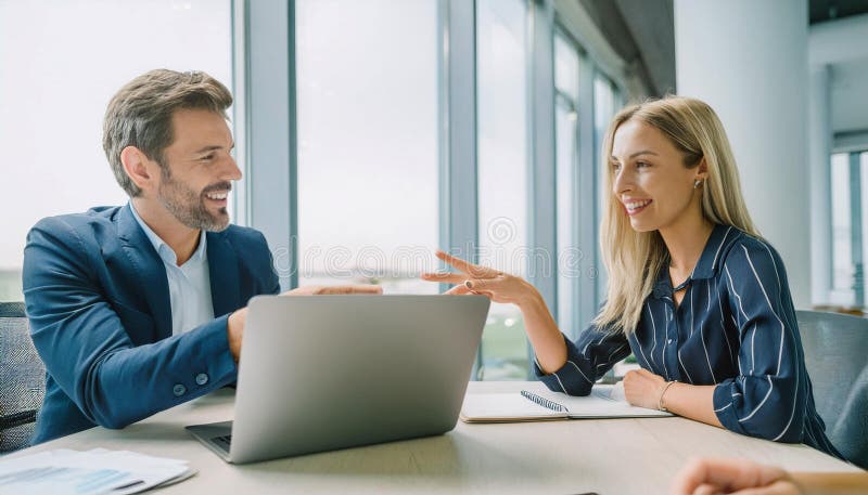 Collaborative Discussion between Colleagues at Modern Office during ...