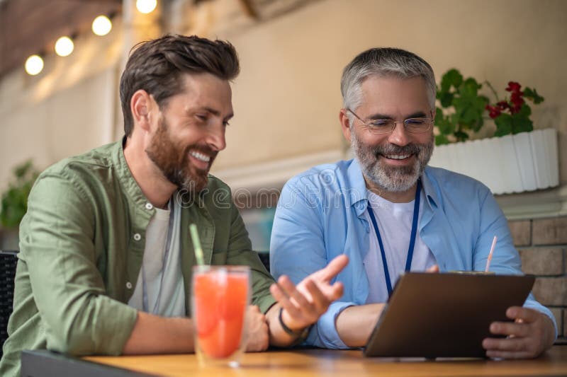 Two Colleagues Having Dinner and Looking Contented Stock Image - Image ...