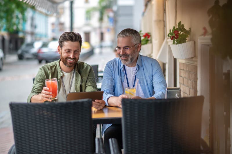 Two Colleagues Having Dinner and Looking Contented Stock Image - Image ...