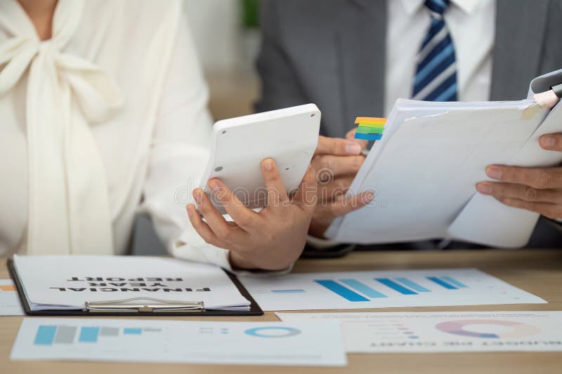 Collaborative Financial Review. Close-up of Professionals Discussing ...
