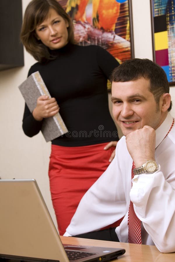 Two Colleagues Working in Office Stock Image - Image of positive ...