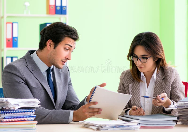 Two Colleagues Working in the Office Stock Image - Image of pair ...