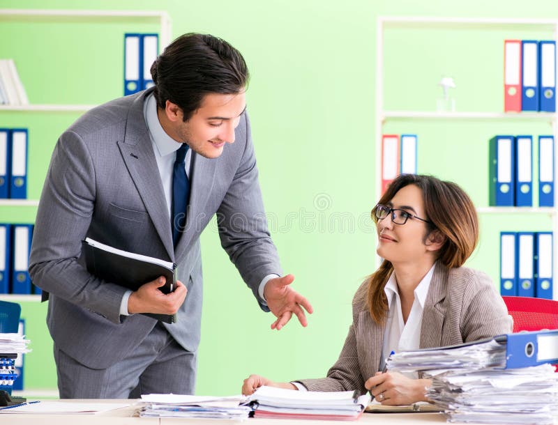 Two Colleagues Working in the Office Stock Image - Image of joint ...