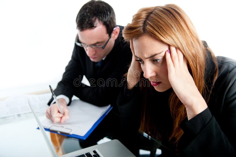 Team of 2 Stressed and Depressed Business People Stock Photo - Image of ...