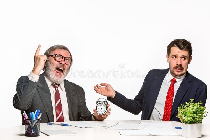 The Two Colleagues Working Together at Office on White Background ...