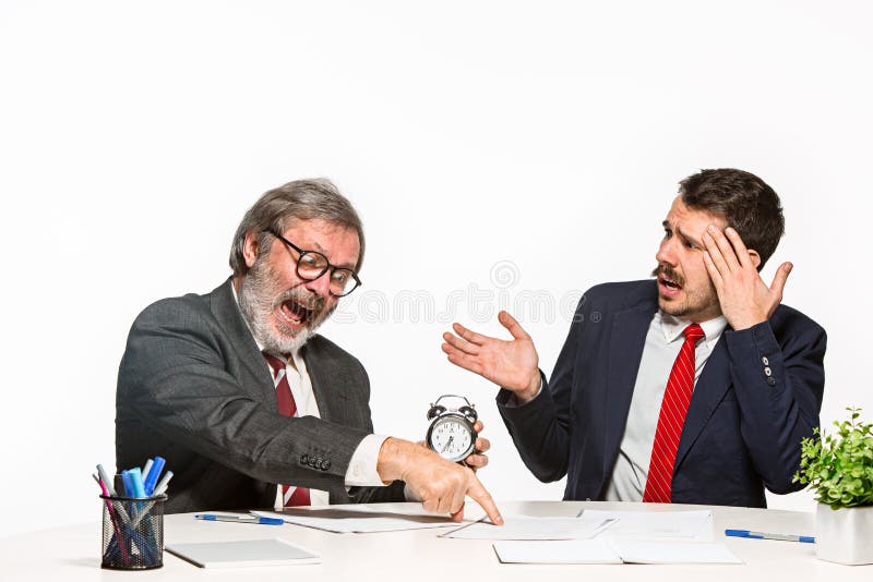 The Two Colleagues Working Together at Office on White Background ...