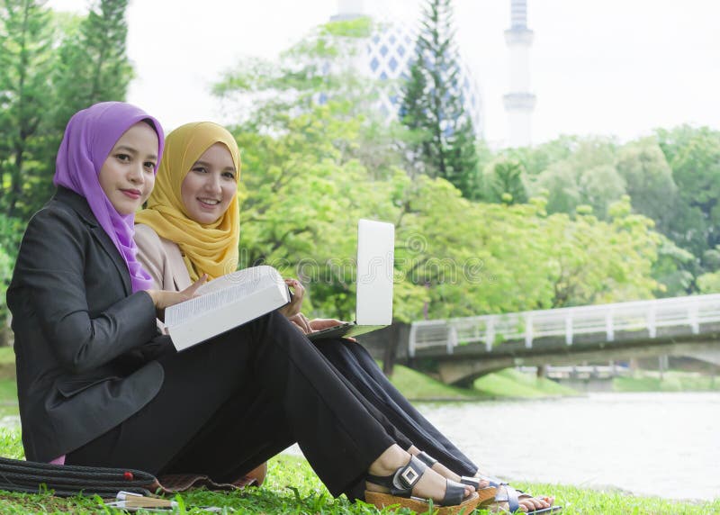 Pretty Young Muslim Woman Having a Conversation on the Phone. Stock ...