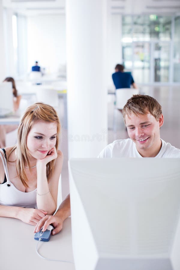 Two College Students Having Fun Studying Together Stock Photo - Image ...
