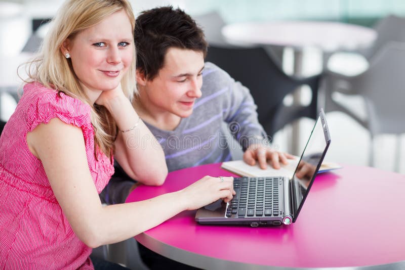 Two College Students Having Fun Studying Together Stock Image - Image ...