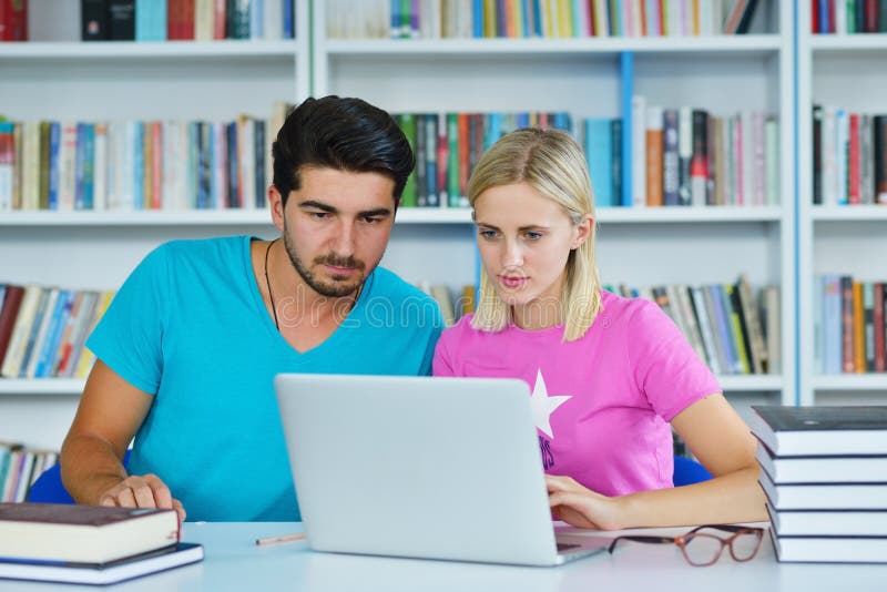 Two College Students in Library Stock Photo - Image of boyfriend, love ...