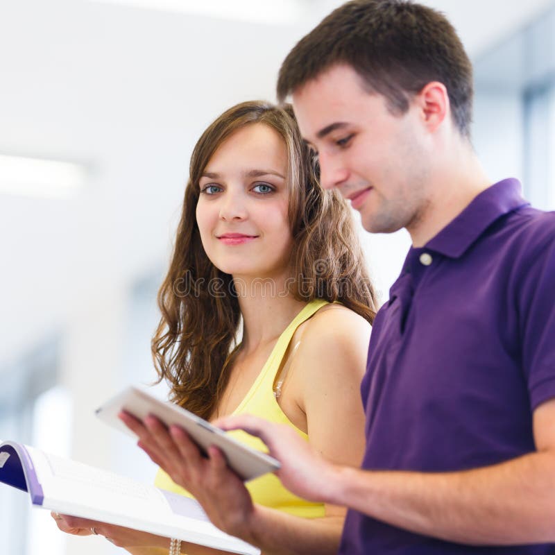 Two College Students in Library Stock Photo - Image of color, pretty ...