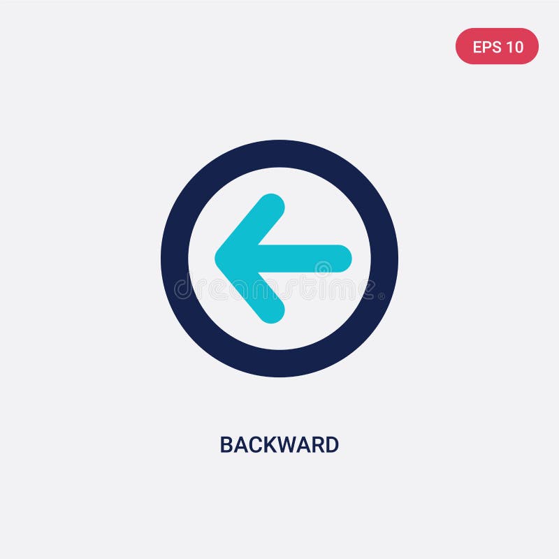 Two Color Backward Arrow Vector Icon from Arrows Concept. Isolated Blue ...