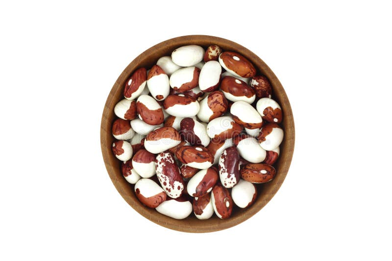 Two-color Beans in Wooden Bowl Stock Photo - Image of food, isolated ...