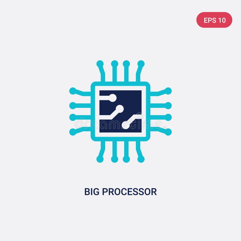 Two Color Big Processor Vector Icon from Hardware Concept. Isolated ...