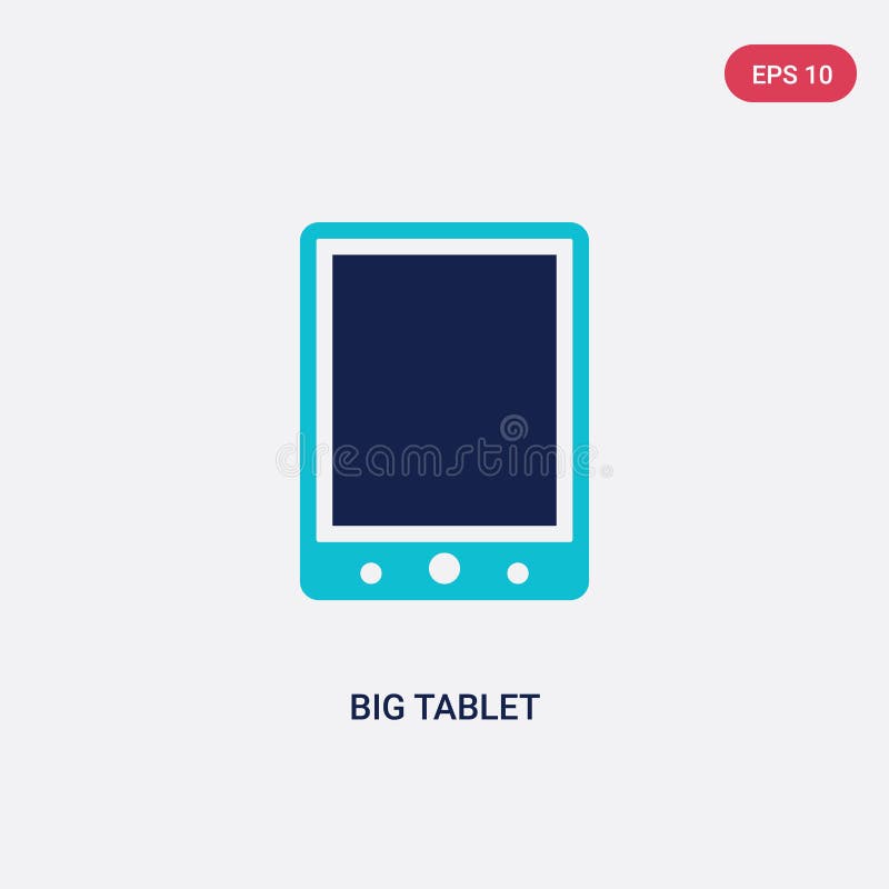 Two Color Big Tablet Vector Icon from Hardware Concept. Isolated Blue ...