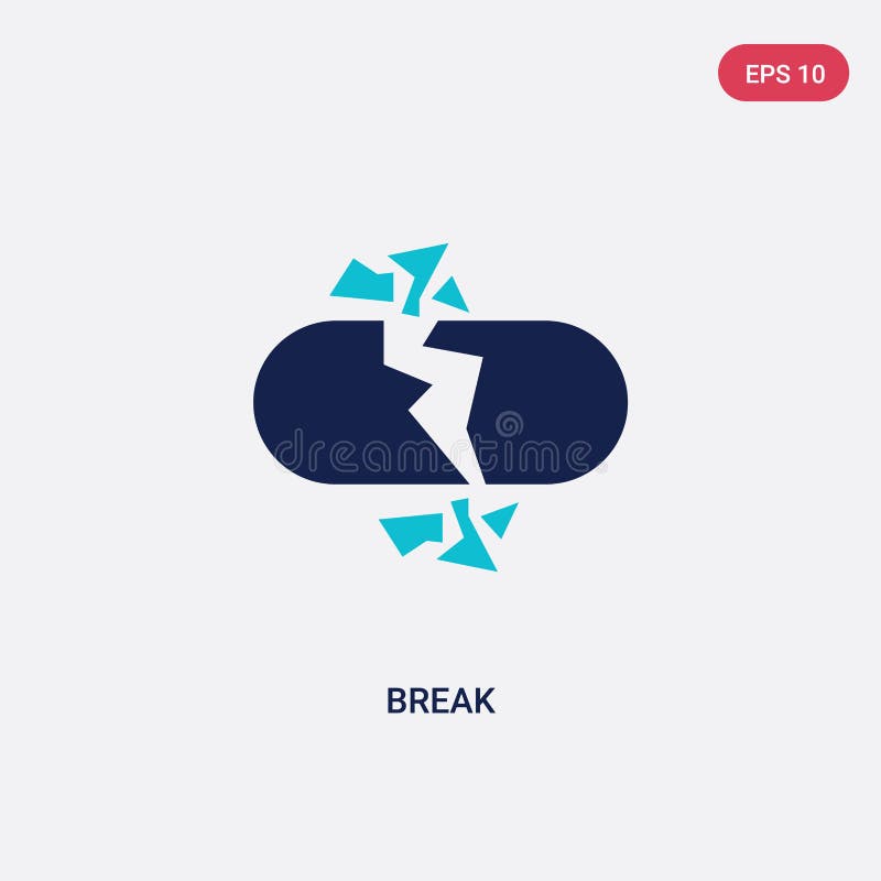 Two Color Break Vector Icon from Geometry Concept. Isolated Blue Break ...