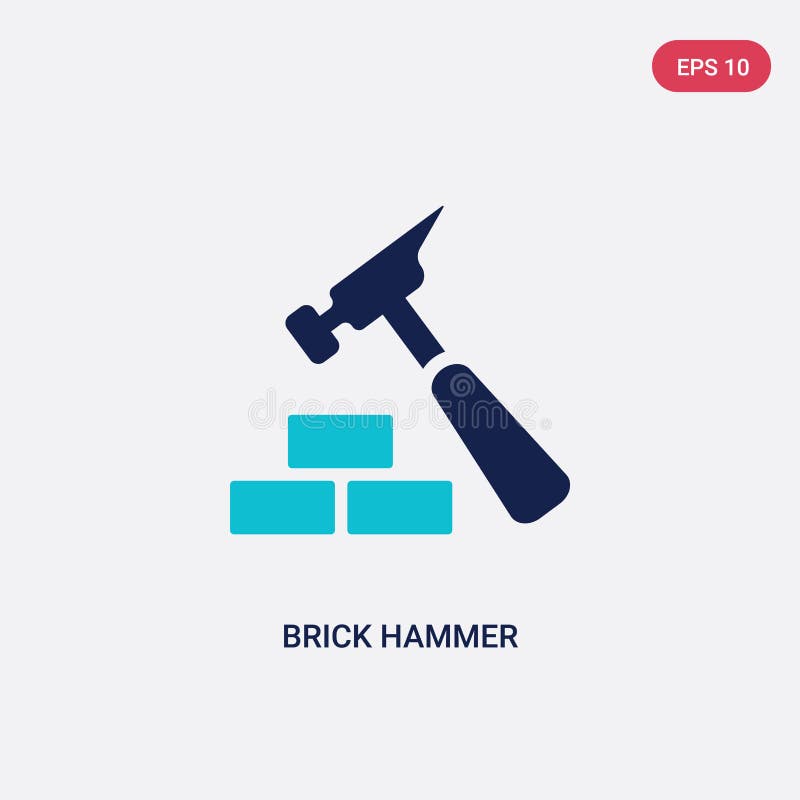 Two Color Brick Hammer Vector Icon from Construction Concept. Isolated ...