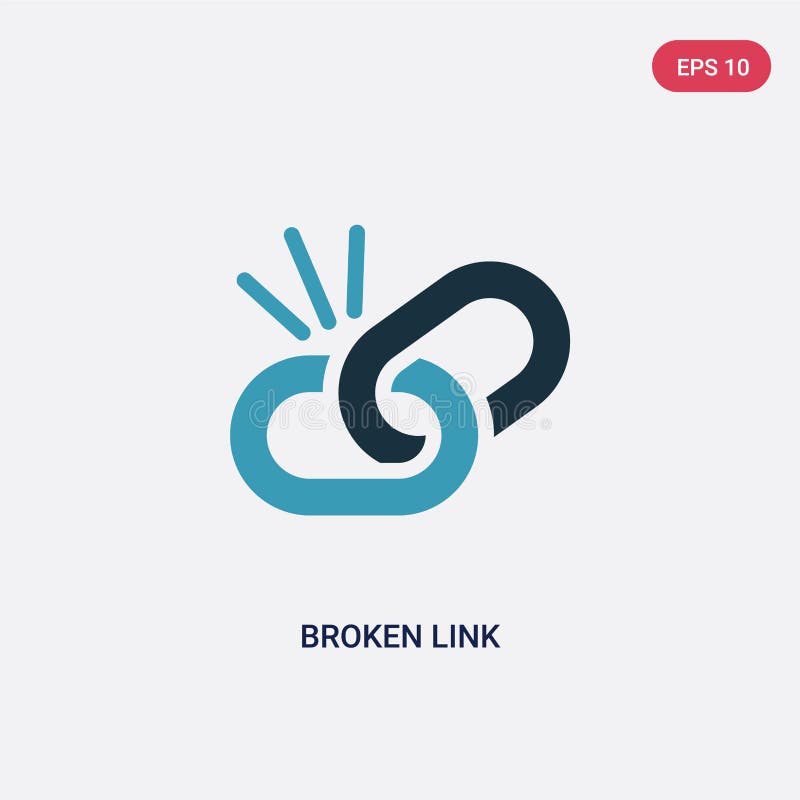 Two Color Broken Link Vector Icon From Programming Concept Isolated Blue Broken Link Vector