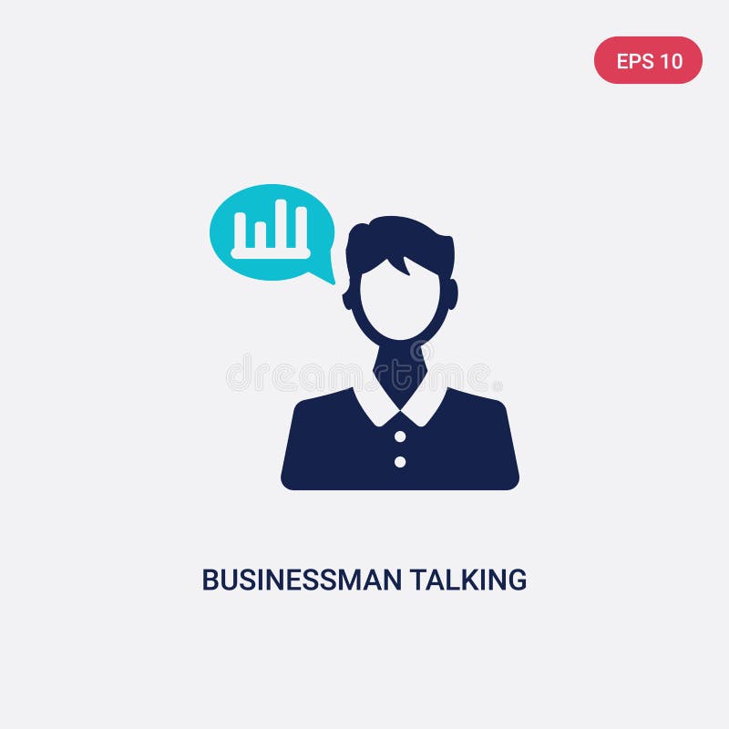 Two Color Businessman Talking about Data Analysis Vector Icon from ...