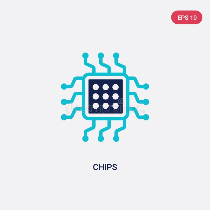 Two Color Chips Vector Icon from Computer Concept. Isolated Blue Chips ...